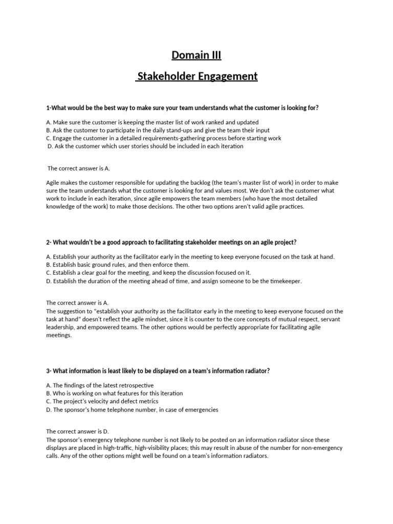 3-Stakeholder Engagement Q - A | PDF | Agile Software Development ...