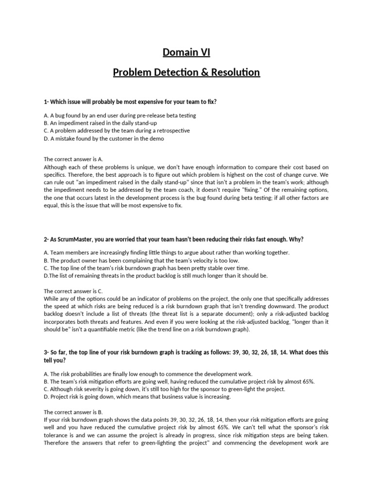 6-Problems, Issues, Detection & Resolution Q - A | PDF | Agile Software ...