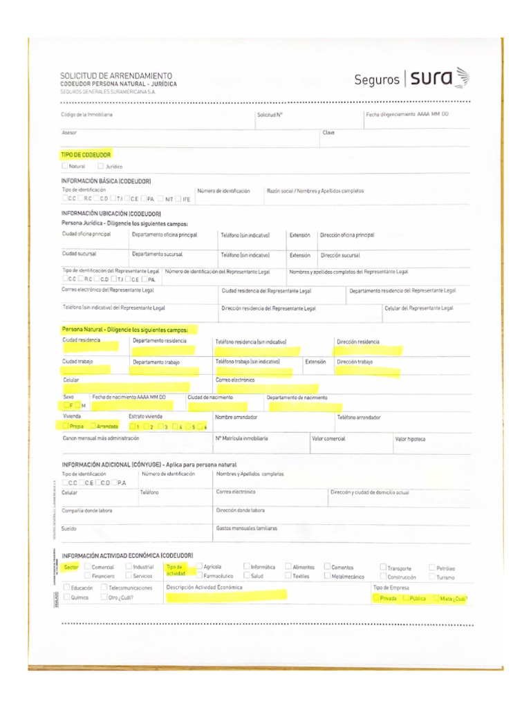 Modelo Formulario Codeudor | PDF