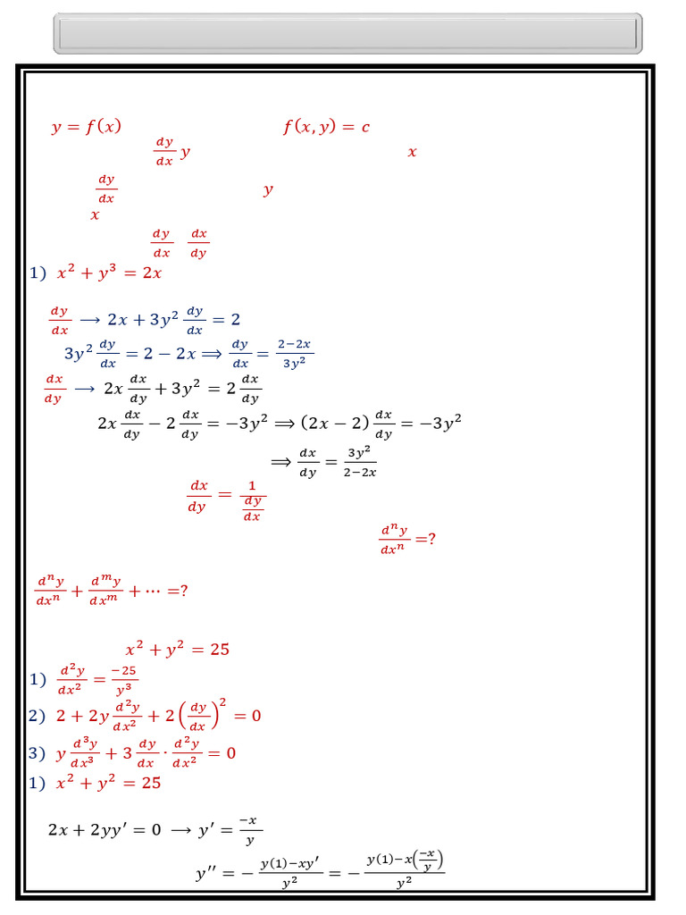 Implicit Differentiation Explained | PDF | Derivative | Functions And Mappings
