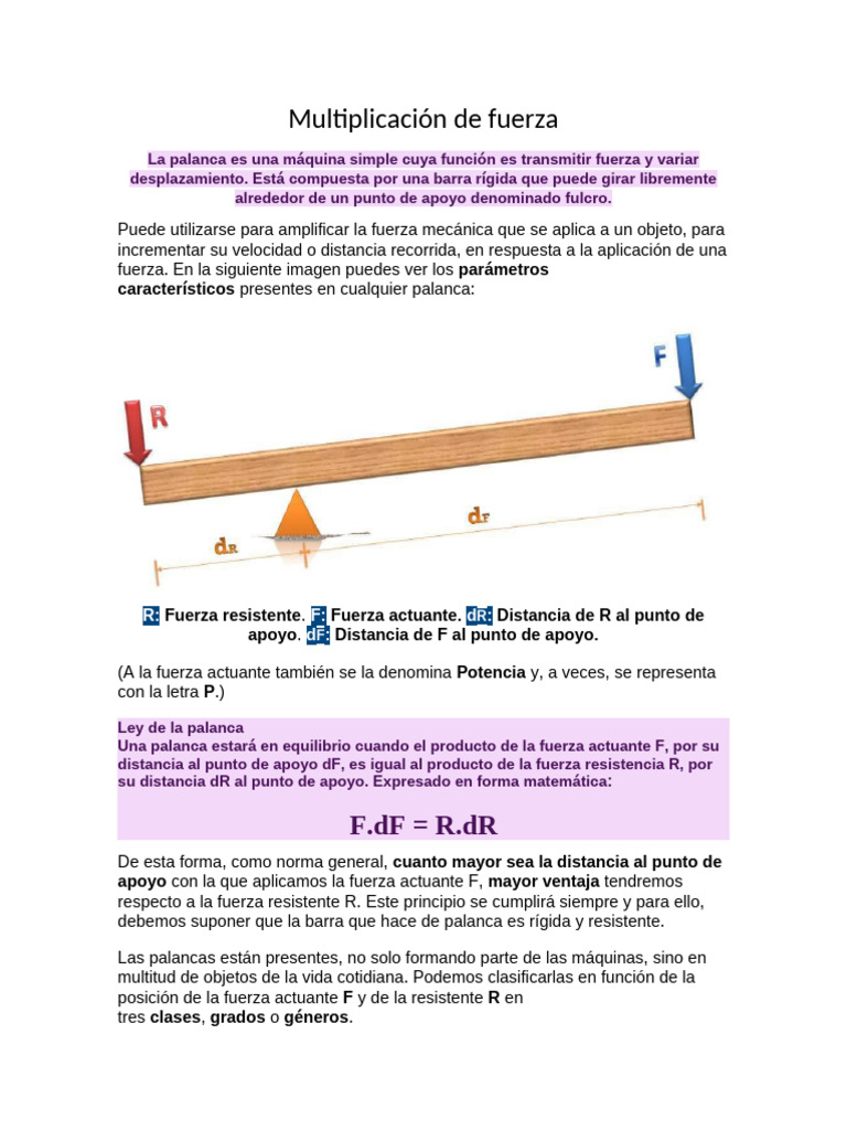 Multiplicación de fuerza mecanica | PDF
