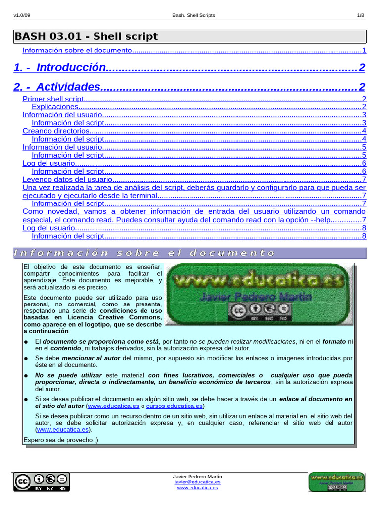 Creación de Shell Scripts en Bash | PDF | Lenguaje de escritura | Interfaz de línea de comando