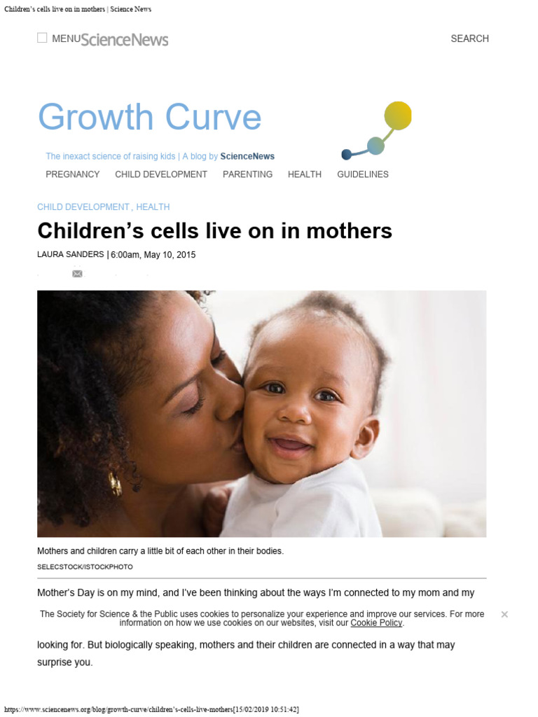 Children’s Cells Live on in Mothers | PDF | Pregnancy | Clinical Medicine