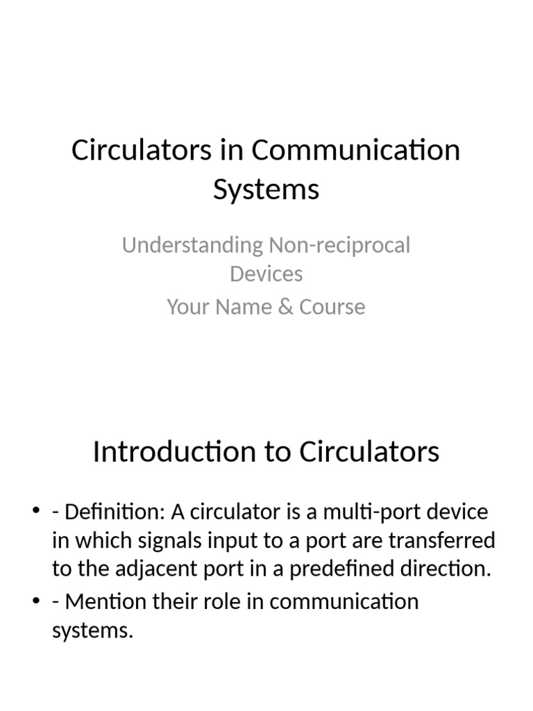 Circulator Presentation | PDF