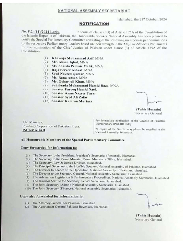Notification of Member of Parliamentary Committee | PDF