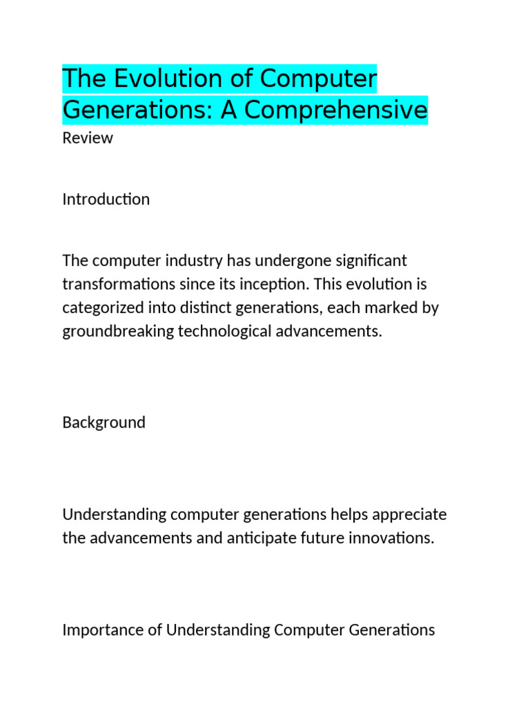 ASSIGNMENT 1 The Evolution of Computer Generations AND TYPES | PDF | Computing | Integrated Circuit