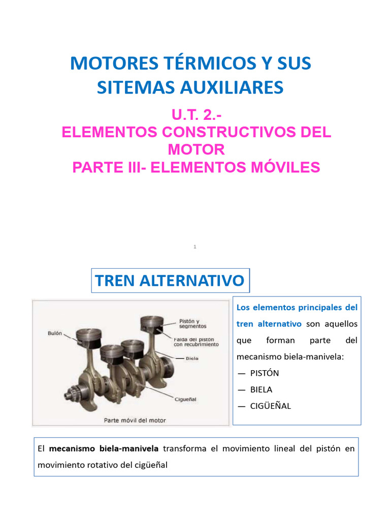 UT 2 PARTE III-ELEMENTOS MÓVILES - Alumno | PDF | Pistón | Embrague