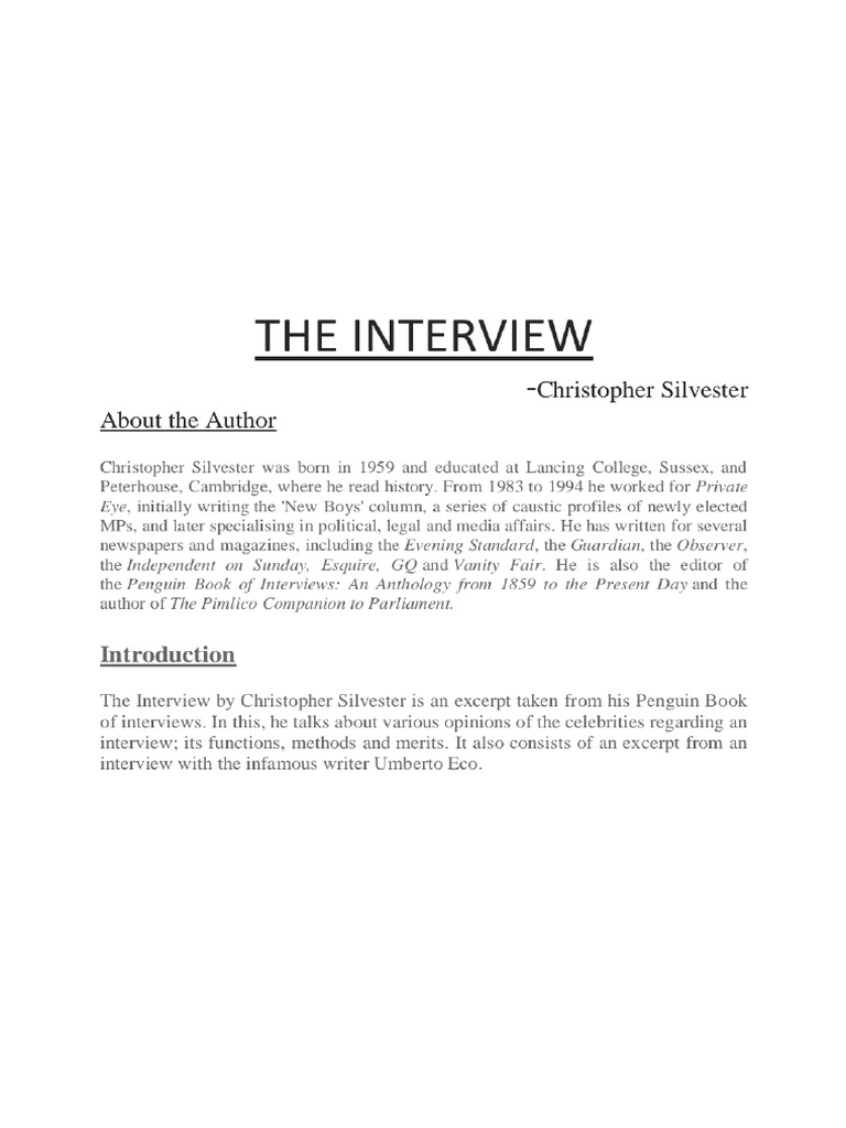 The Interview, Theme | PDF