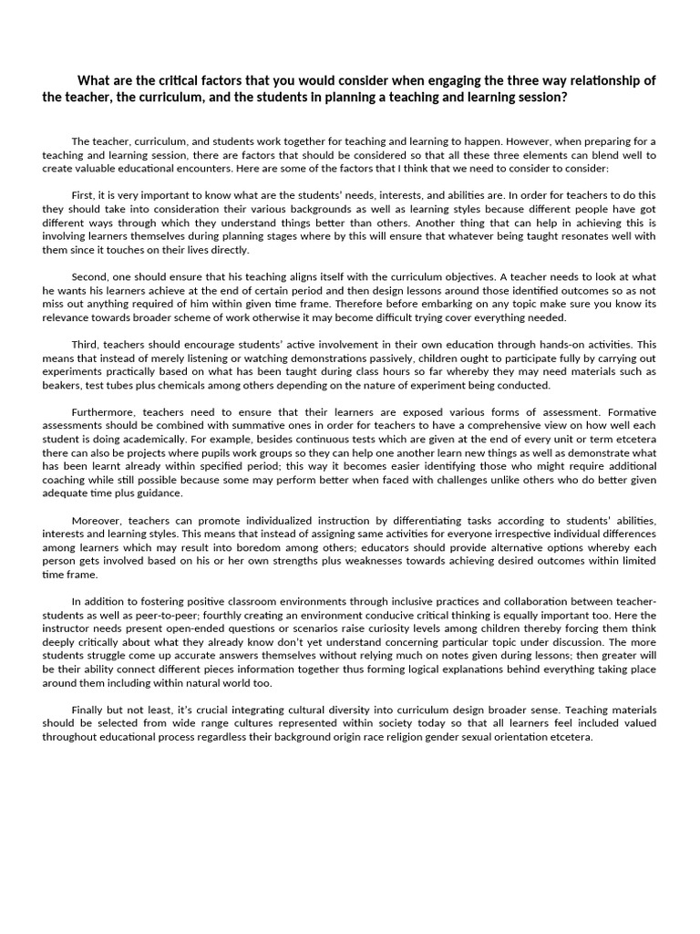 What Are The Critical Factors That You Would Consider When Engaging The ...