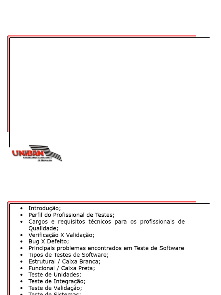 Introdução - tipos de testes | PDF | Testes de software | Programas
