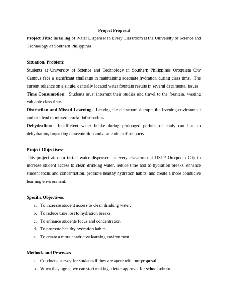 G3 PROJECT PROPOSAL | PDF | Water | Dehydration