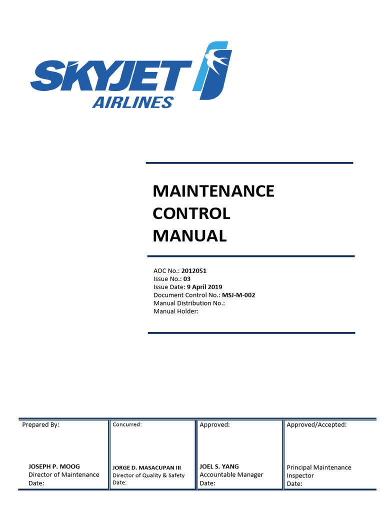 Maintenance Control Manual | PDF | Flight Test | Aviation