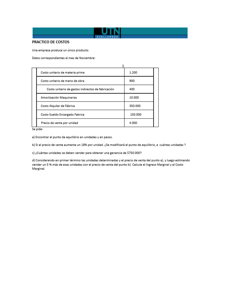 Costos Ejercicio Final | PDF