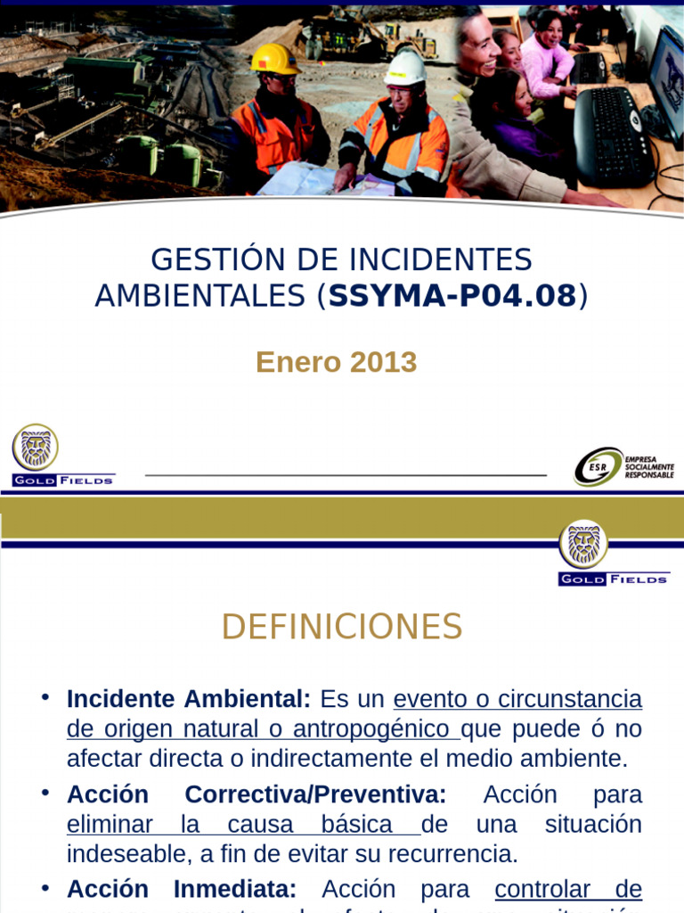 Gestión de Incidentes Ambientales - Goldfields 2013 | PDF | Entorno natural