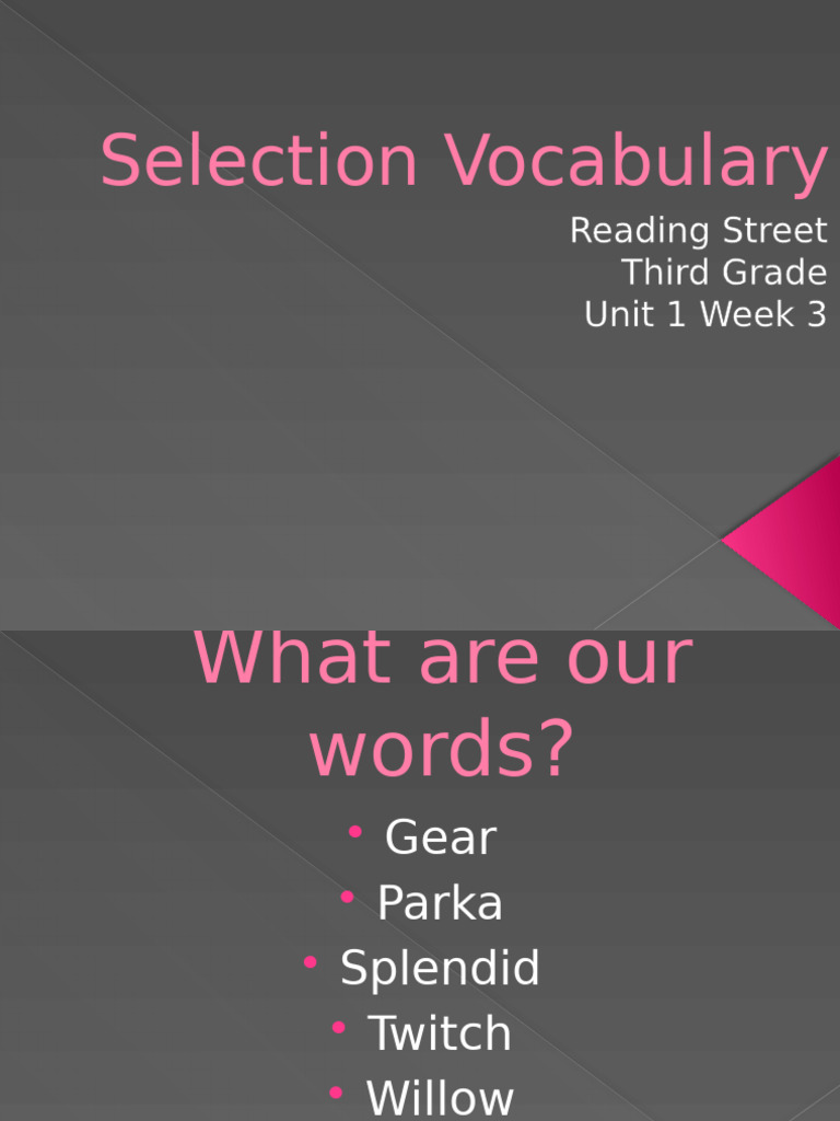 Reading Street, Selection Vocabulary | PDF | Language Arts & Discipline