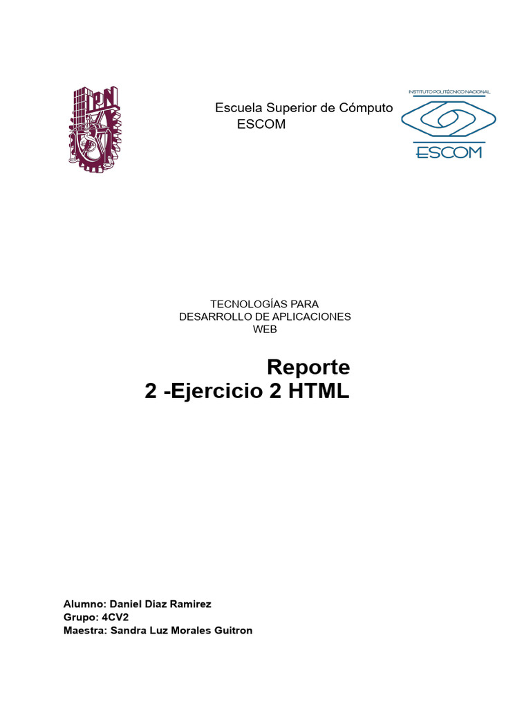 Reporte Practica2 Daniel Diaz Ramirez | PDF | HTML | Red mundial