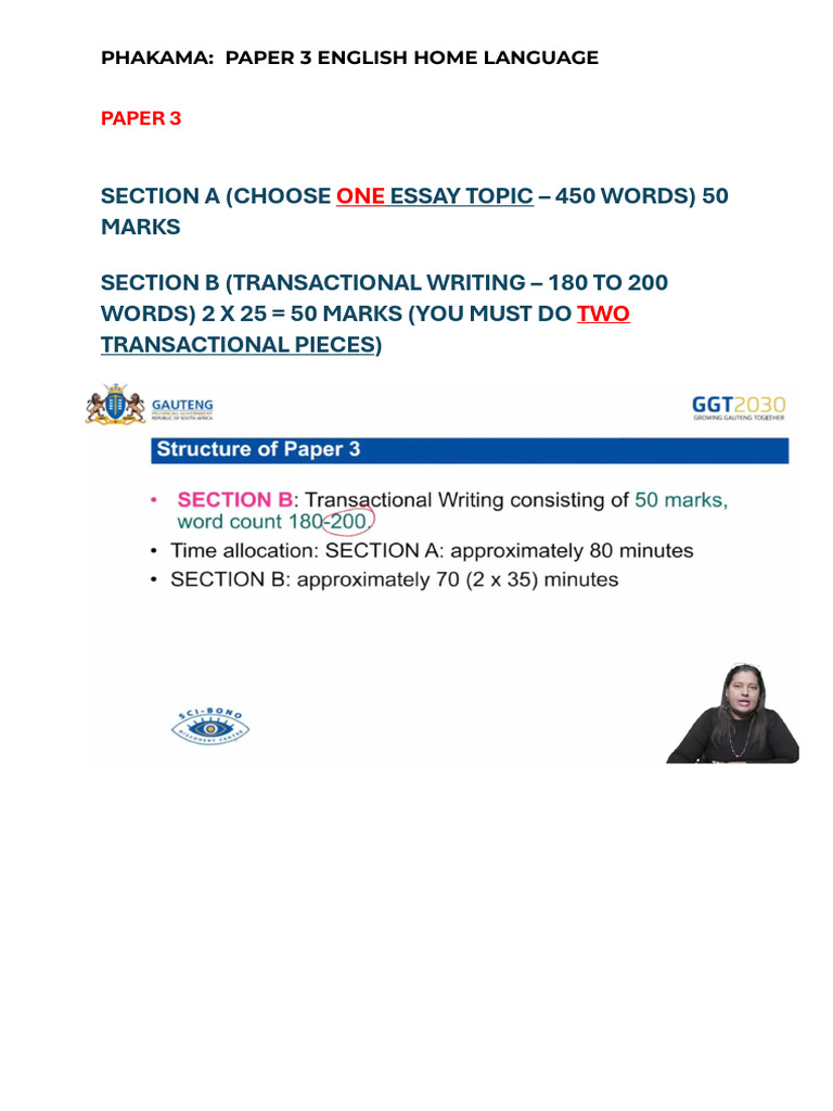 Grade 12 English Paper 3 Guide | PDF