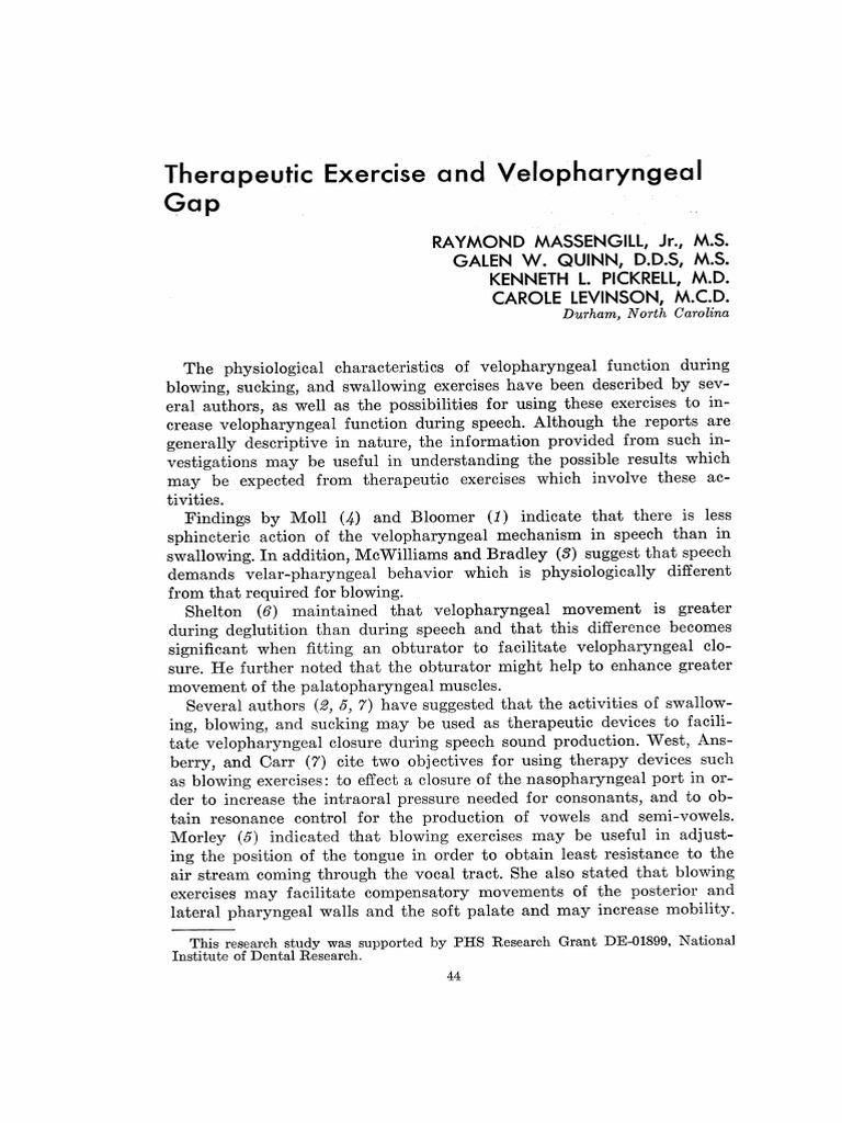 Ejercicio Terapéutico y GAP Velofaríngeo (Massengill Et Al., 1968) | PDF