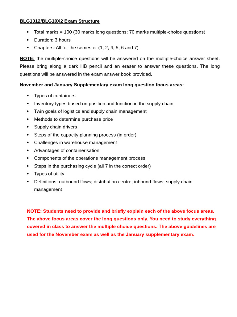 BLG1012 - BLG10X2 Exam Structure and Focus Areas | PDF