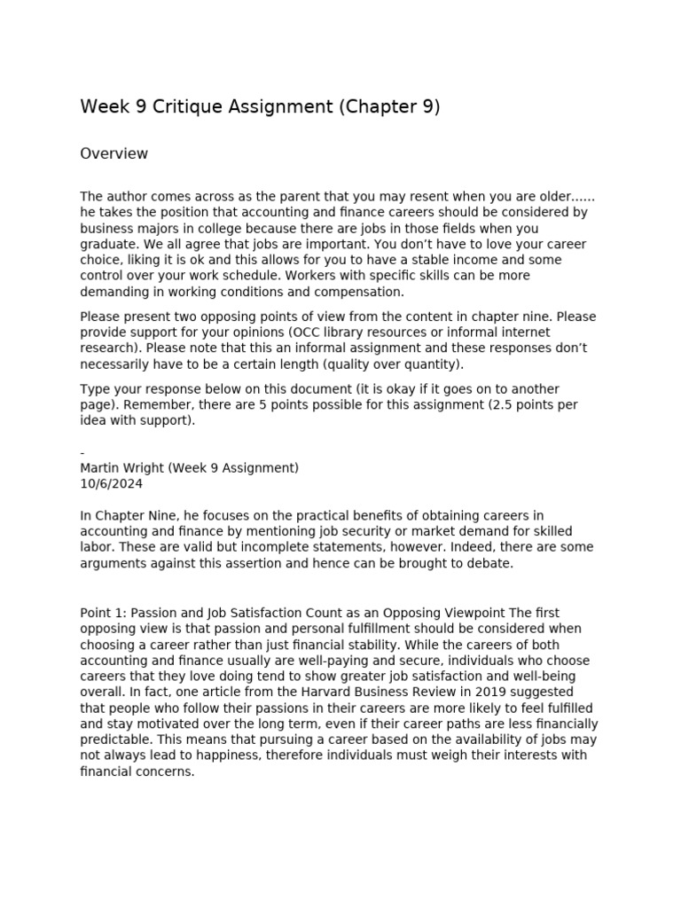 Week 6 Critique Assignment (Chapter 9) | PDF | Happiness | Economies