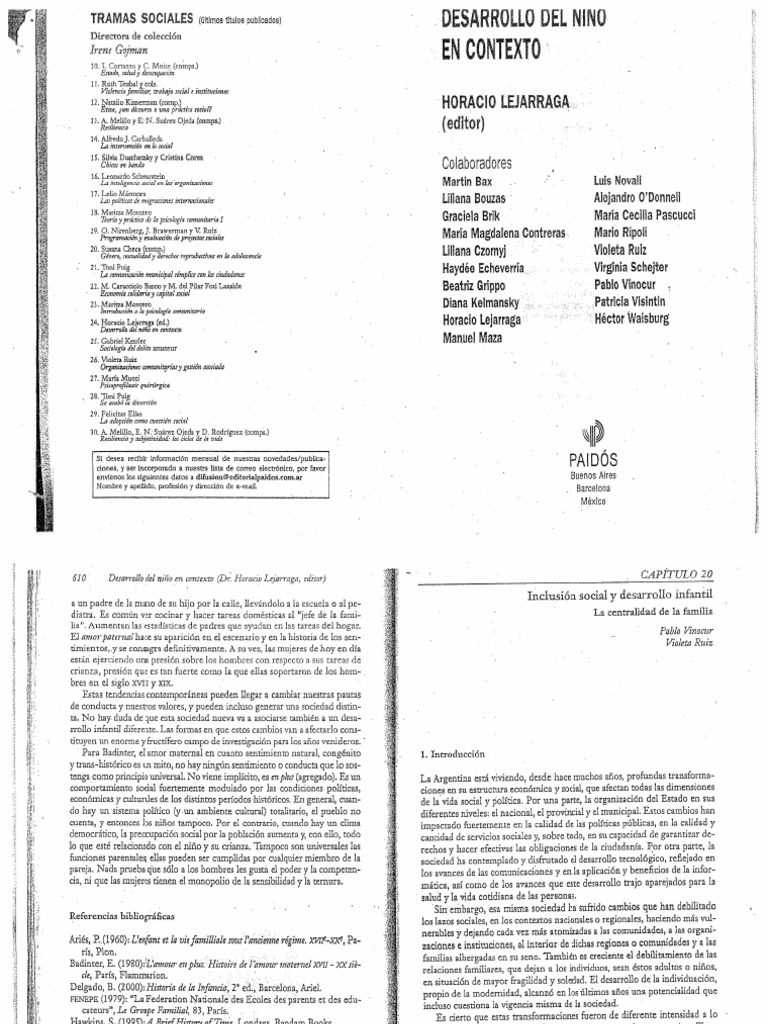 Vinocur, P. - Ruiz, V. Inclusión Social y Desarrollo Infantil | PDF