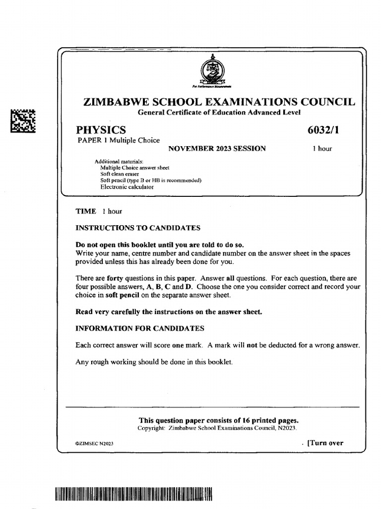 A Level Phy P1 N2023 | PDF