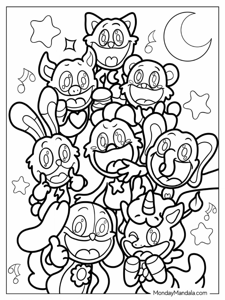 All Smiling Critters Coloring Page For Kids | PDF