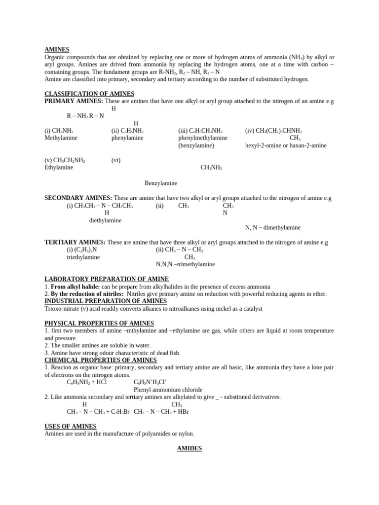 Comprehensive Guide to Amines and Amides | PDF | Amine | Amide