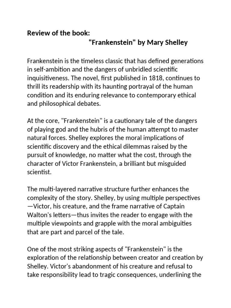 Review of Frankenstein | PDF