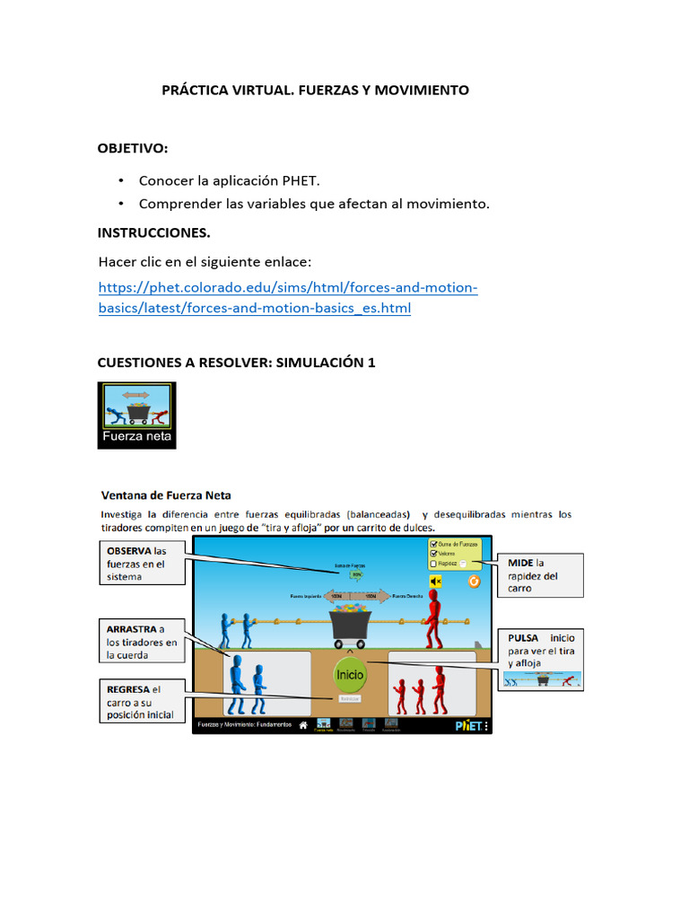 PRÁCTICA VIRTUAL Fuerzas y Movimiento | PDF