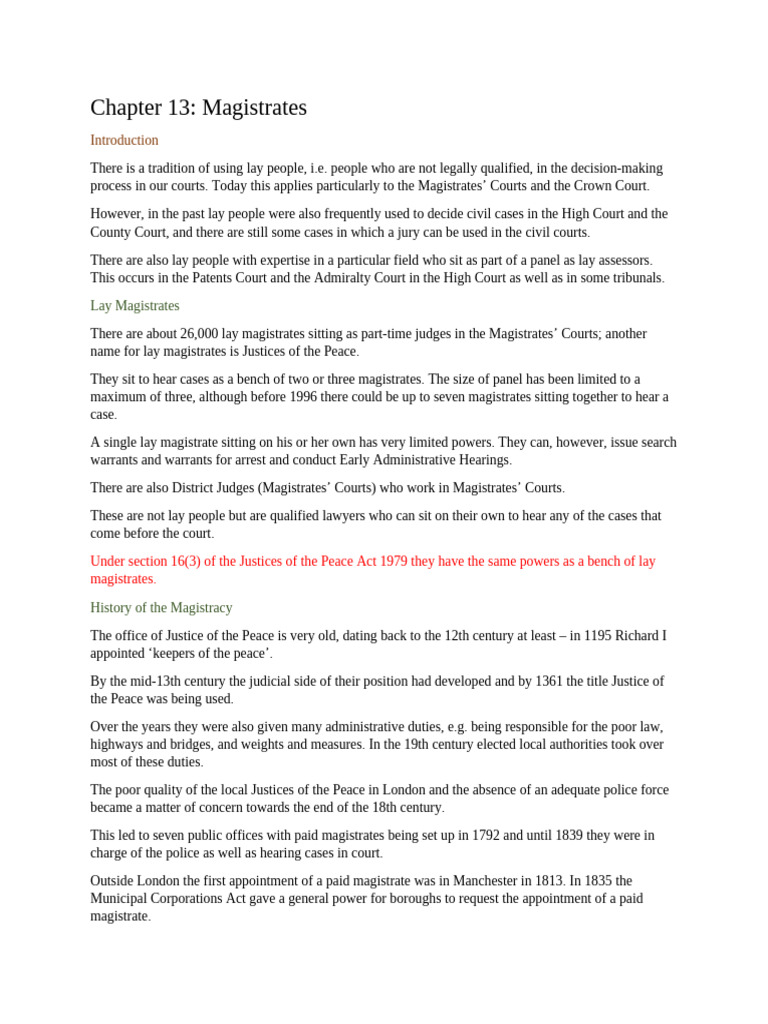 Understanding Lay Magistrates in Courts | PDF | Justice Of The Peace ...