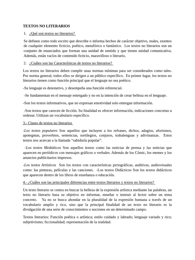 Características de Textos No Literarios | PDF | Ficción general