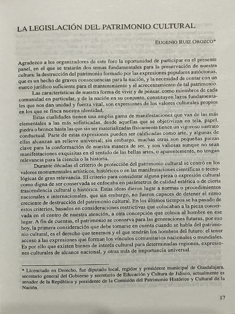 La Legislación Del Patrimonio Cultural - Eugenio Ruiz Orozco - Anales9 | PDF