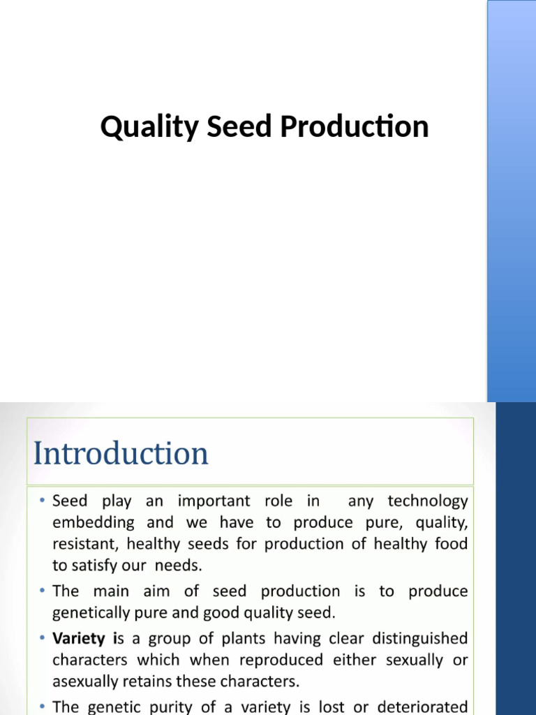 Quality Seed Production | PDF