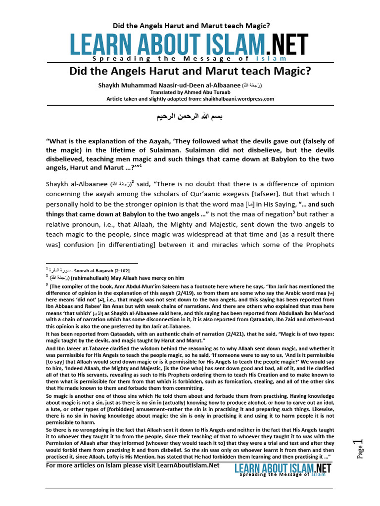 Did The Angels Harut and Marut Teach Magic | PDF | Moses In Islam | Angel