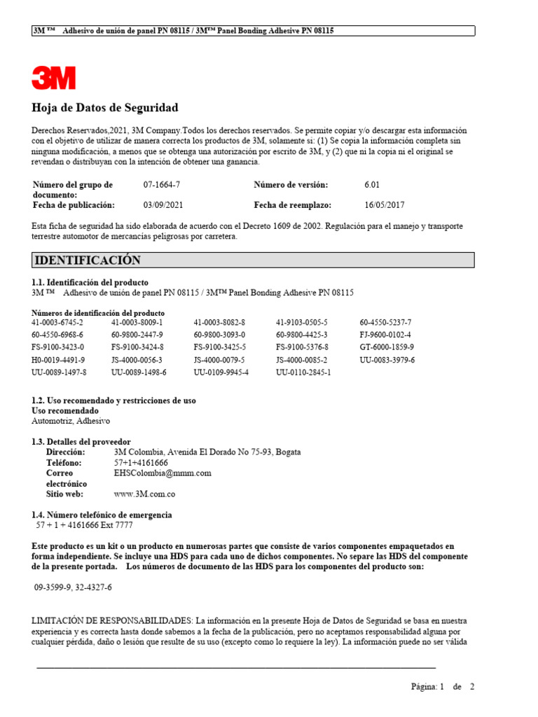 HDS 3M Pegamento 08115 | PDF