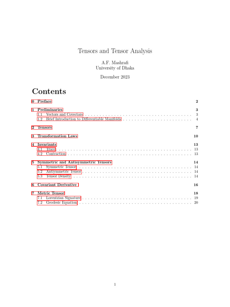 Tensor and Tensor Analysis-1 | PDF | Tensor | Differential Form