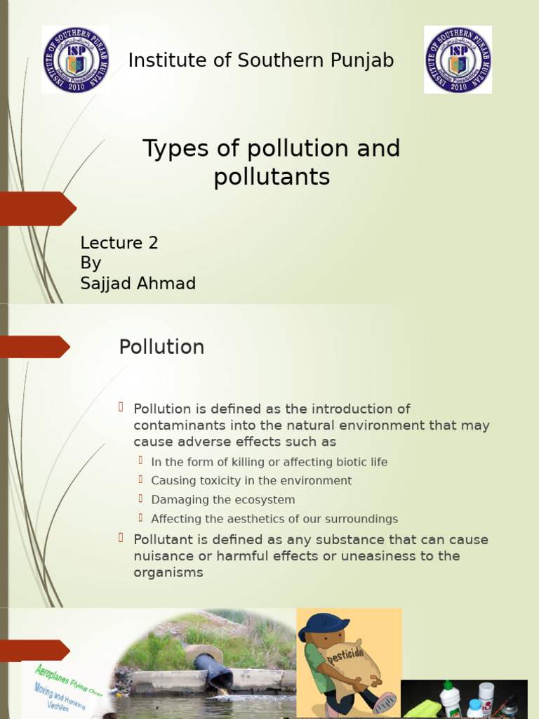 Lec 2--Types of pollution and pollutants | PDF | Pollution | Water Pollution