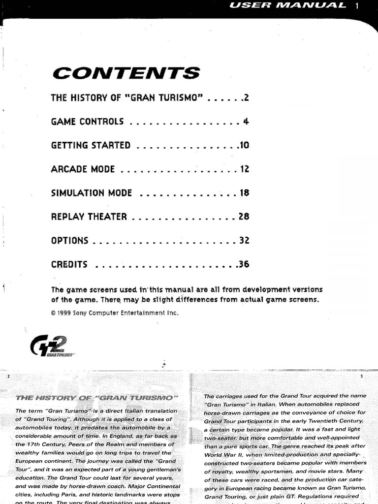 Gran Turismo 2 User Manual English | PDF