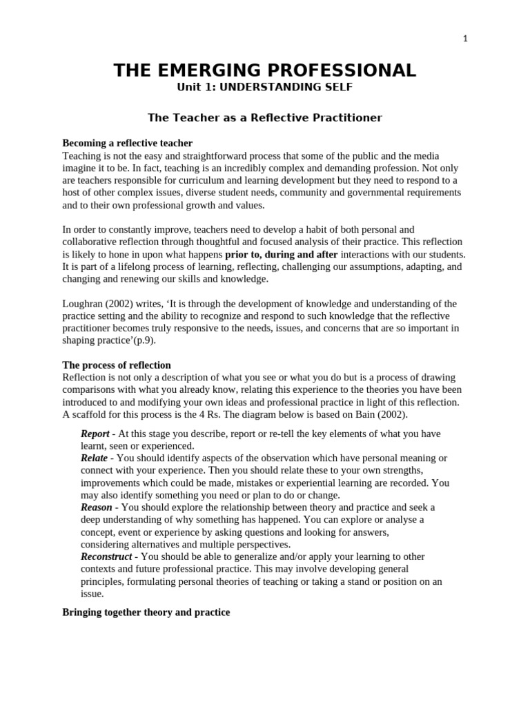 The Teacher As A Reflective Practitioner Pdf Thought Learning