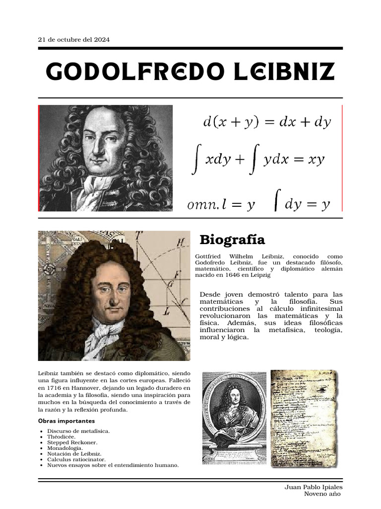Biografía y Legado de Leibniz | PDF | Filosofía