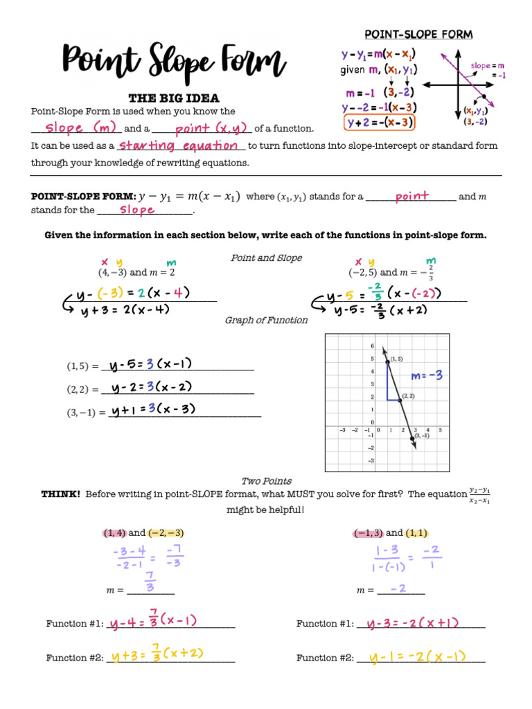 3 4+Point+Slope+Notes+Complete+ (1) + | PDF | Equations | Mathematical ...