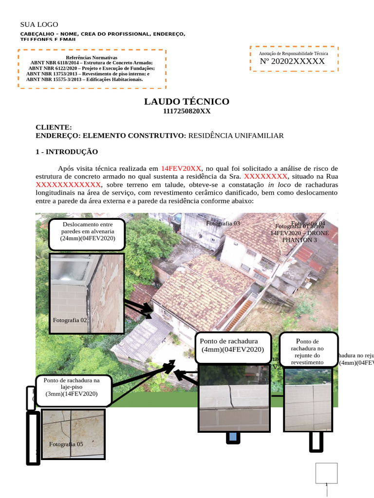 5 - Modelo de Laudo Técnico Análise de Risco Edificação em Talude | PDF ...