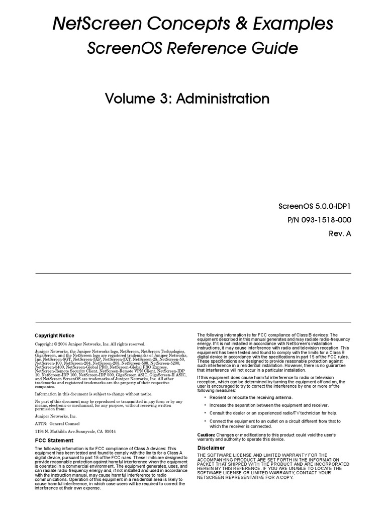 Netscreen Concepts & Examples: Screenos Reference Guide | PDF | Transport Layer Security ...