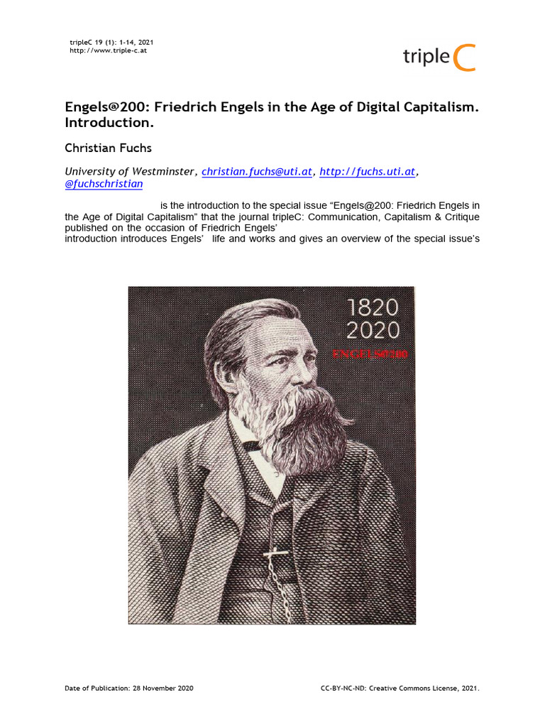 Friedrich Engels in The Age of Digital Capitalism | PDF | Friedrich ...