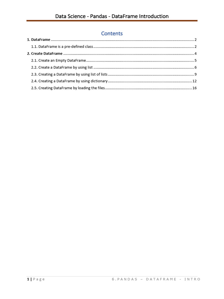 Pandas - Dataframe - Introduction | PDF | Computer Programming | Computing