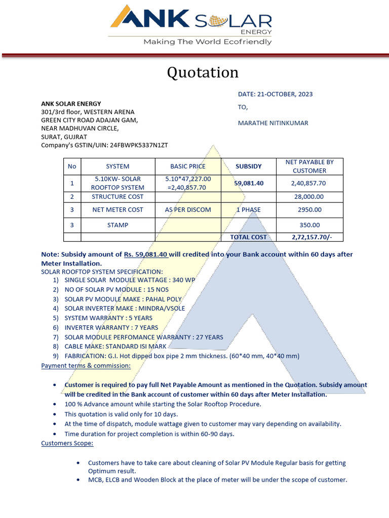 5.10 KW MARATHE NITINKUMAR | PDF | Solar Power | Photovoltaic System