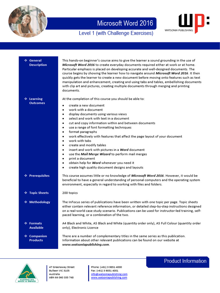 Microsoft Word 2016 Beginner Course | PDF | Microsoft Word | Computing