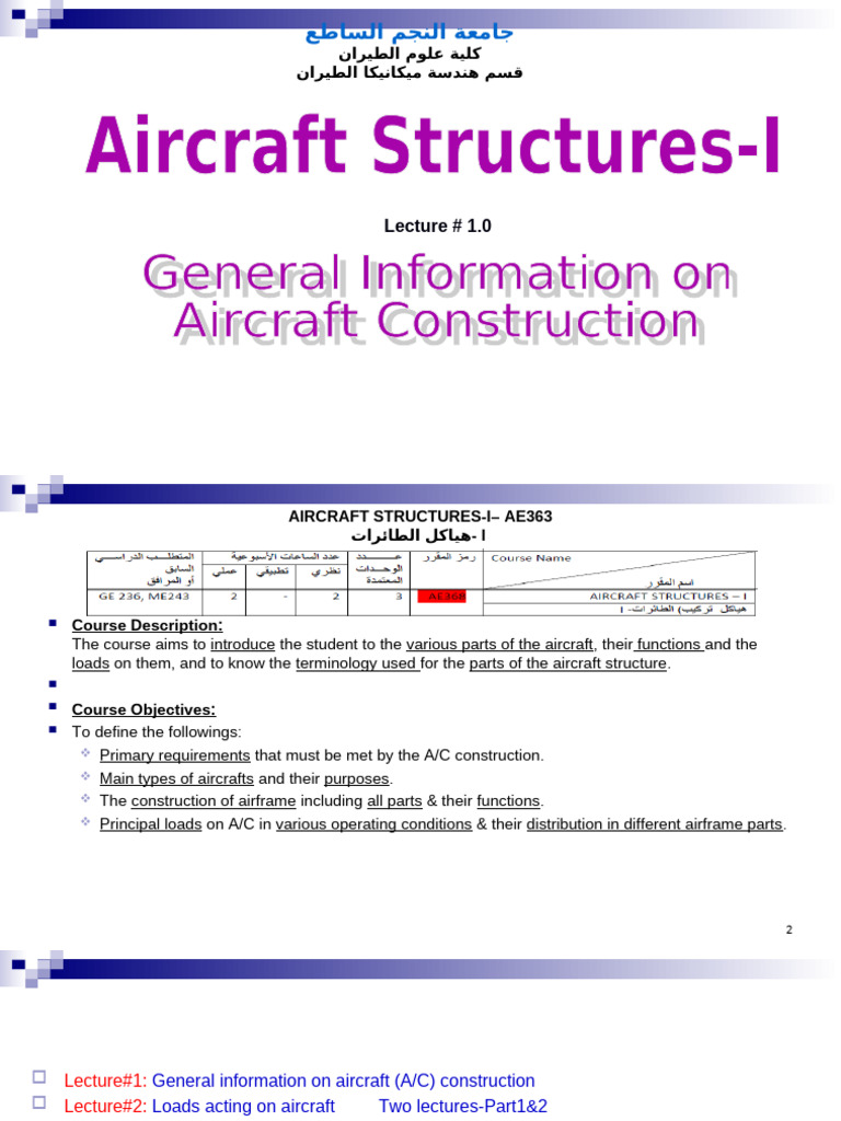 Lecture# 4-Aircraft Structures-I-General Information on AC Construction | PDF | Flight ...