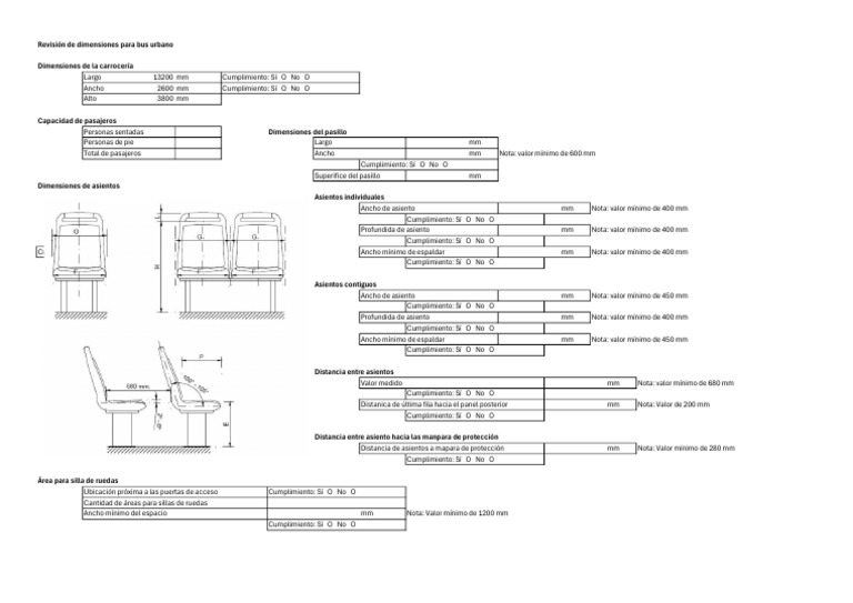 Dimensiones para El Transporte de Pasajeros de Bus Urbano | PDF | Vehículo de motor | Coche
